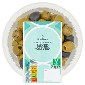 Morrisons Mixed Olives With Garlic & Herb - Morrisons Online Groceries ...