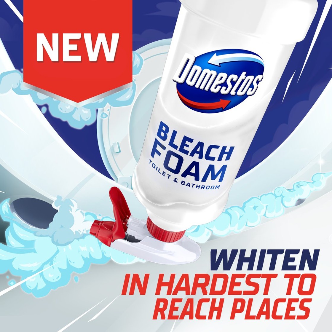 Domestos Bleach Foam Toilet and Bathroom Cleaner Spray 450ml ...