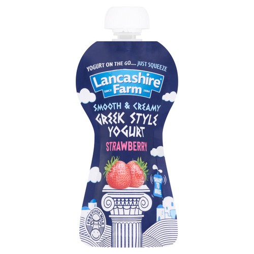 Lancashire Farm Greek Style Strawberry Yogurt Pouch 125g - Morrisons ...