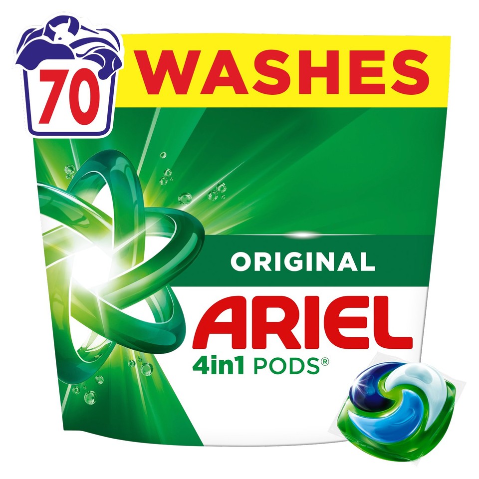 Ariel Original All-in-1 Pods Washing Liquid Capsules 70 Washes ...