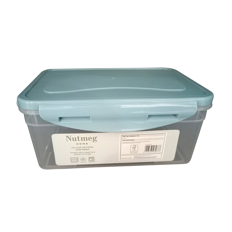Nutmeg Home Rectangular Clip Top Container 1500ml - Morrisons Online Groceries & Offers