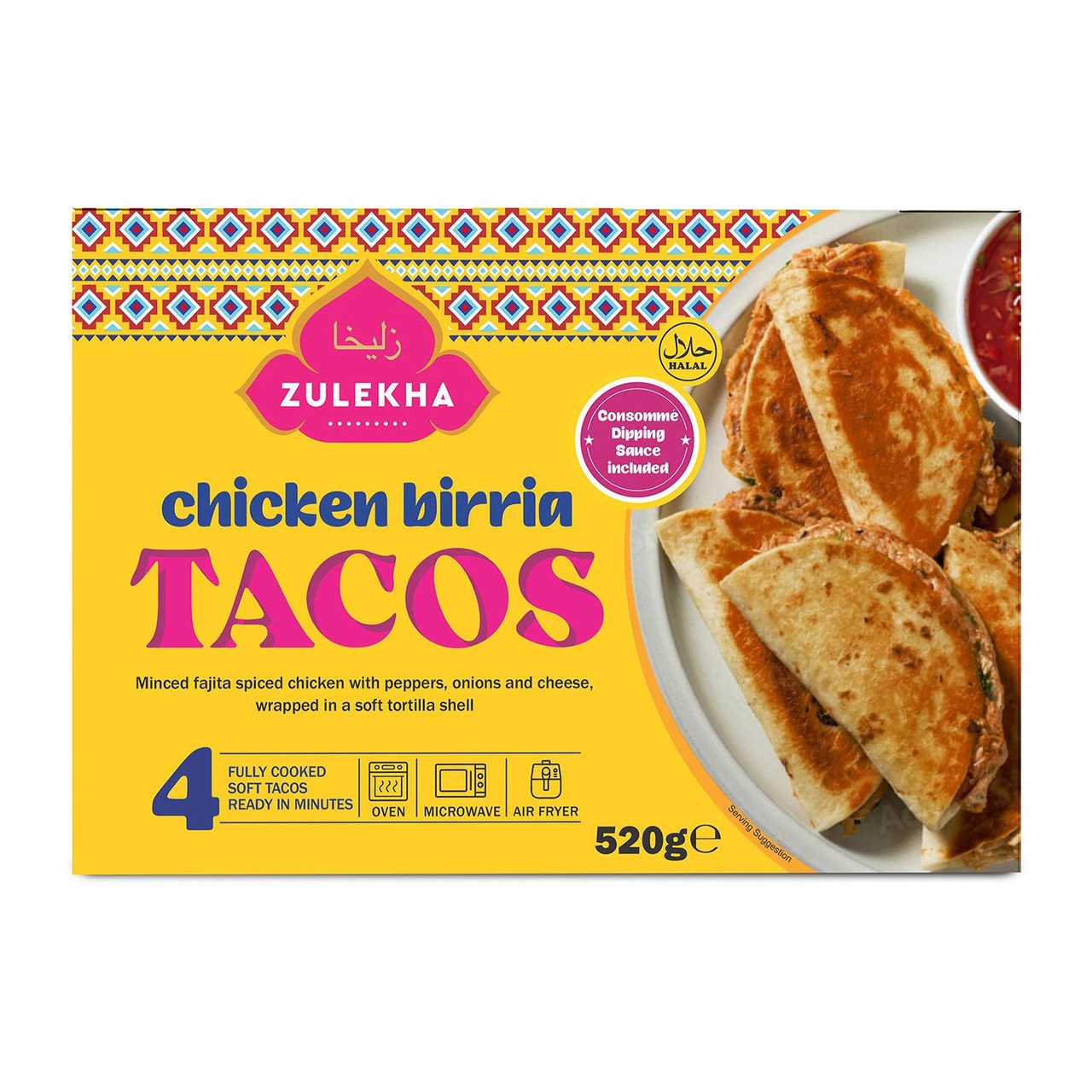 Zulekha Halal Chicken Birria Tacos 520g - Morrisons Online Groceries ...