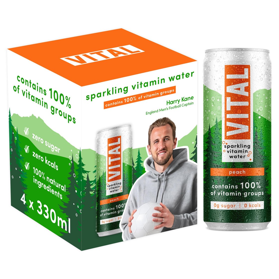 Vital Vitamin Water Sparkling Peach 4 x 330ml - Morrisons Online Groceries & Offers