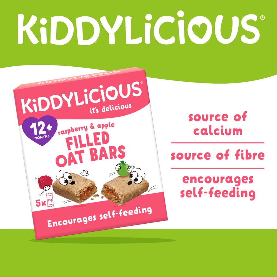 Kiddylicious Raspberry & Apple Filled Oat Bars 12+ Months 5 x 21g (105g ...