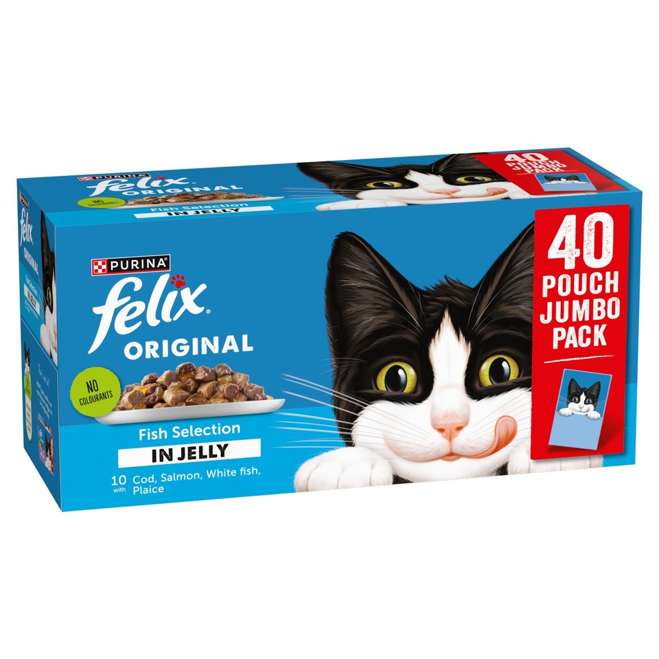 FELIX Original Fish Selection in Jelly Wet Cat Food 40x85g - Morrisons ...