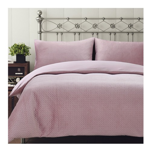 Nutmeg Home Blush Pink Pinsonic Velvet Duvet Set King - Morrisons ...