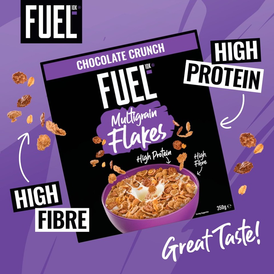 FUEL10K Chocolate Multigrain Flakes High Protein Breakfast Cereal 350g ...