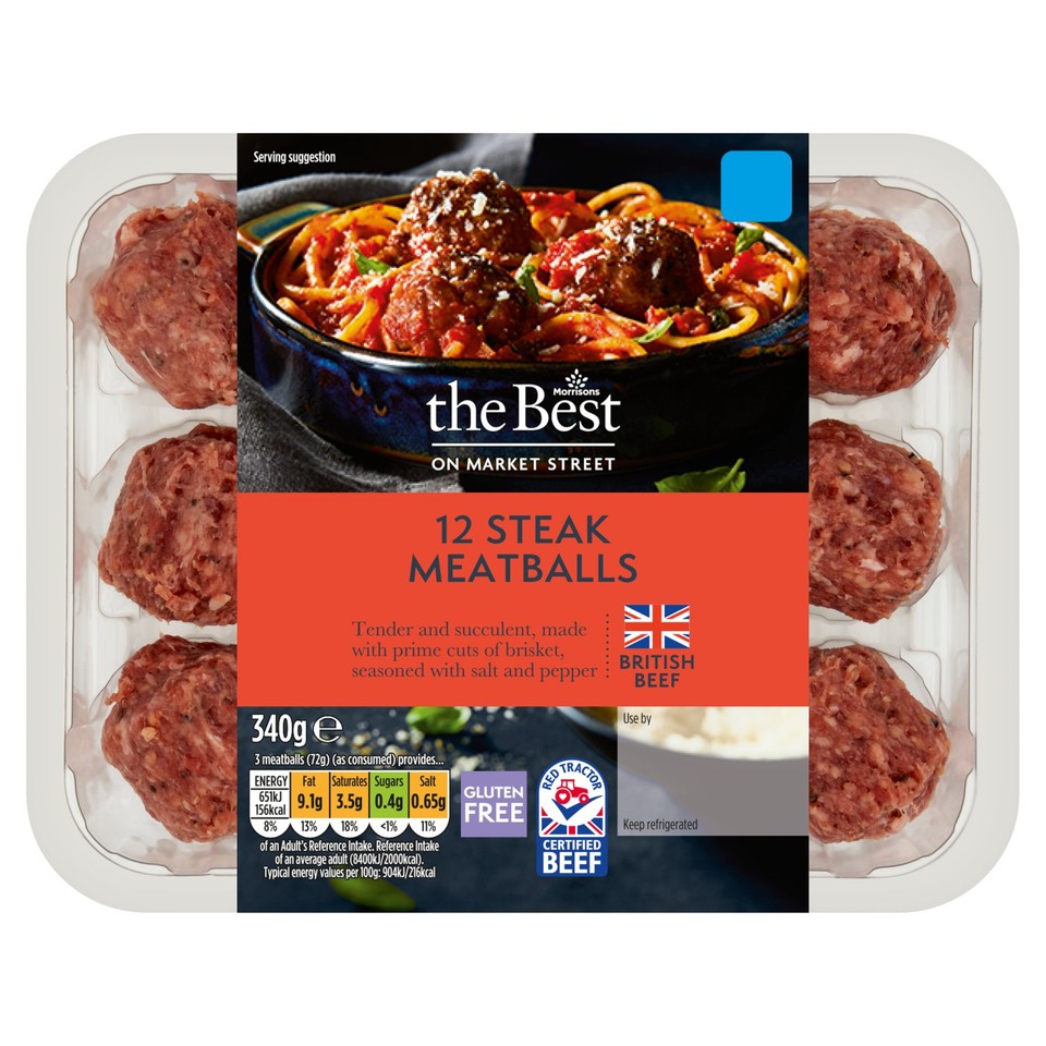 Morrisons The Best 12 Beef Steak Meatballs 340g - Morrisons Online ...