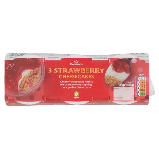 Morrisons 3 Strawberry Cheesecakes - Morrisons Online Groceries & Offers