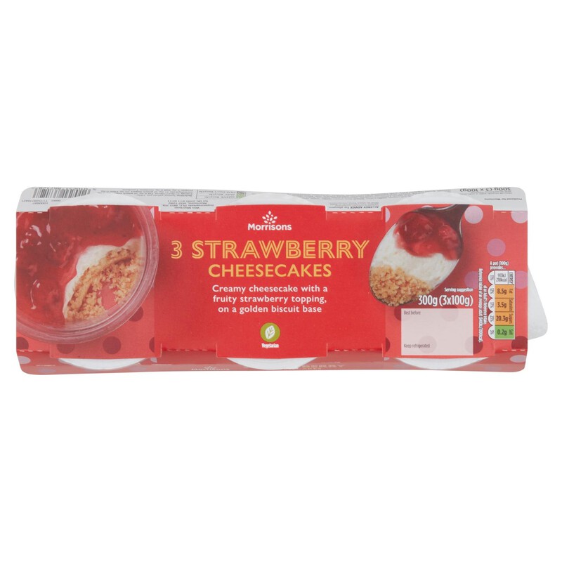 Morrisons 3 Strawberry Cheesecakes - Morrisons Online Groceries & Offers