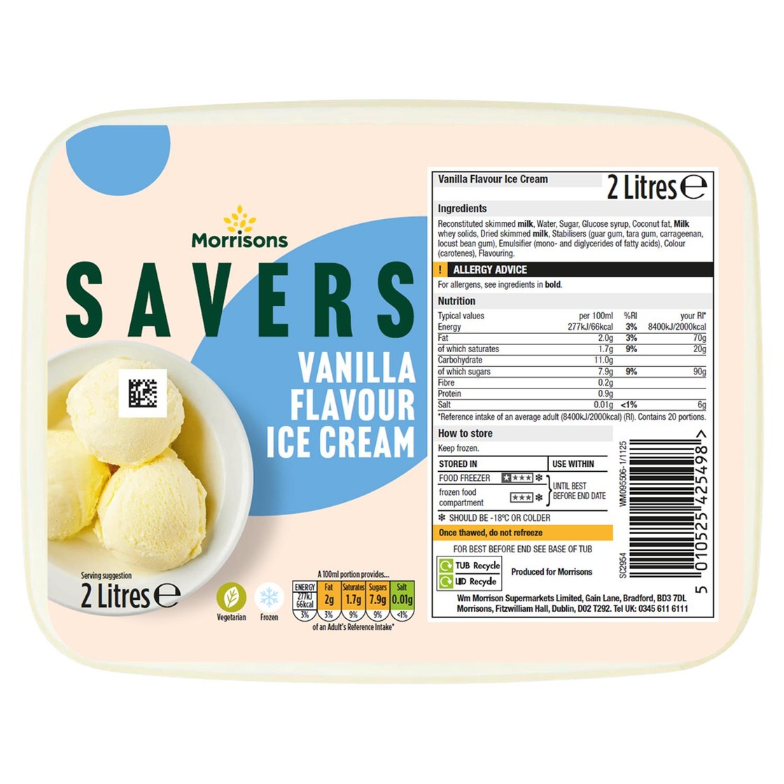 Morrisons Savers Vanilla Ice Cream 2L - Morrisons Online Groceries & Offers