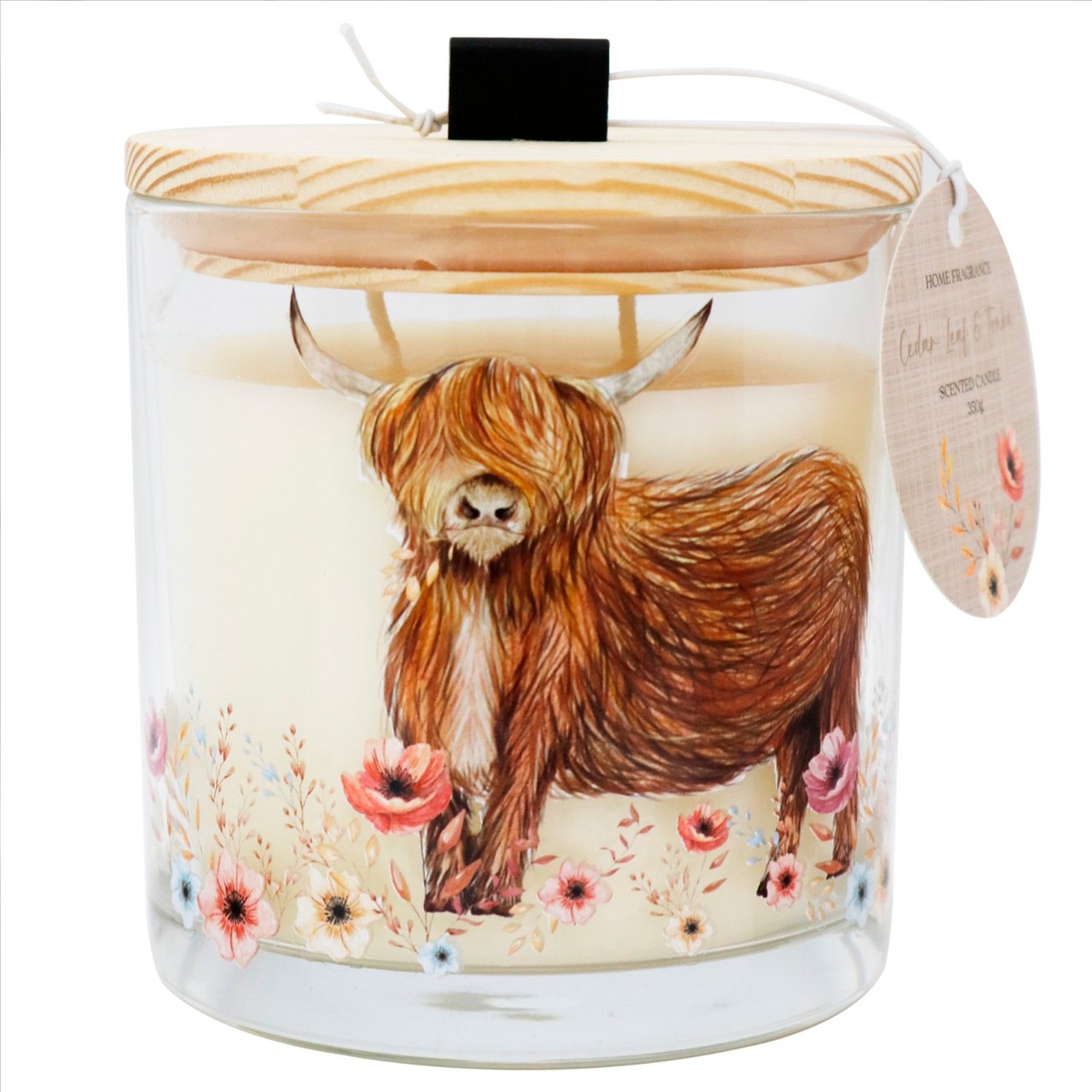 Nutmeg Home Highland Cow Lidded Cedar Leaf & Tonka Scented Candle ...
