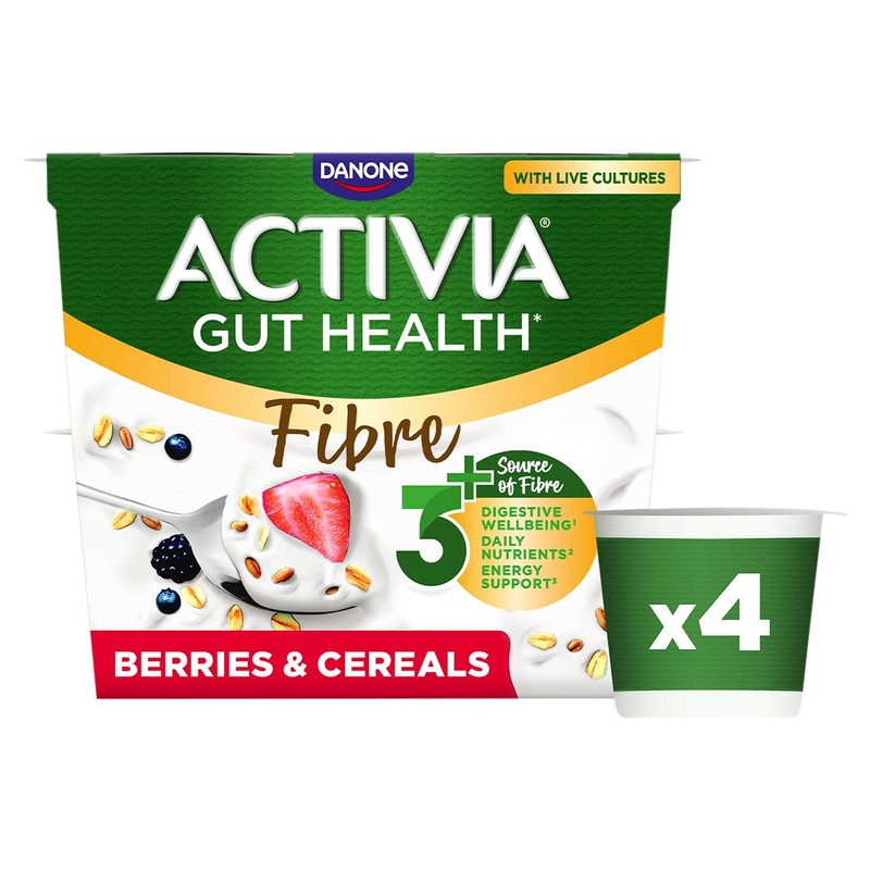 Activia Fibre Red Berries & Cereals Yoghurts 4 x 115g - Morrisons ...