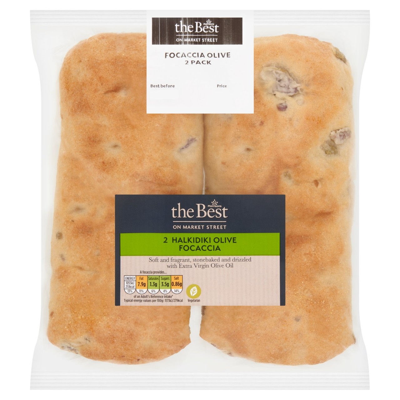 Morrisons The Best Focaccia Olive 2 Pack - Morrisons Online Groceries ...