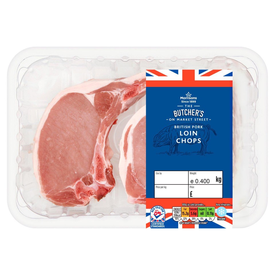 Morrisons The Butcher's On Market Street British Pork Loin Chops 400g ...