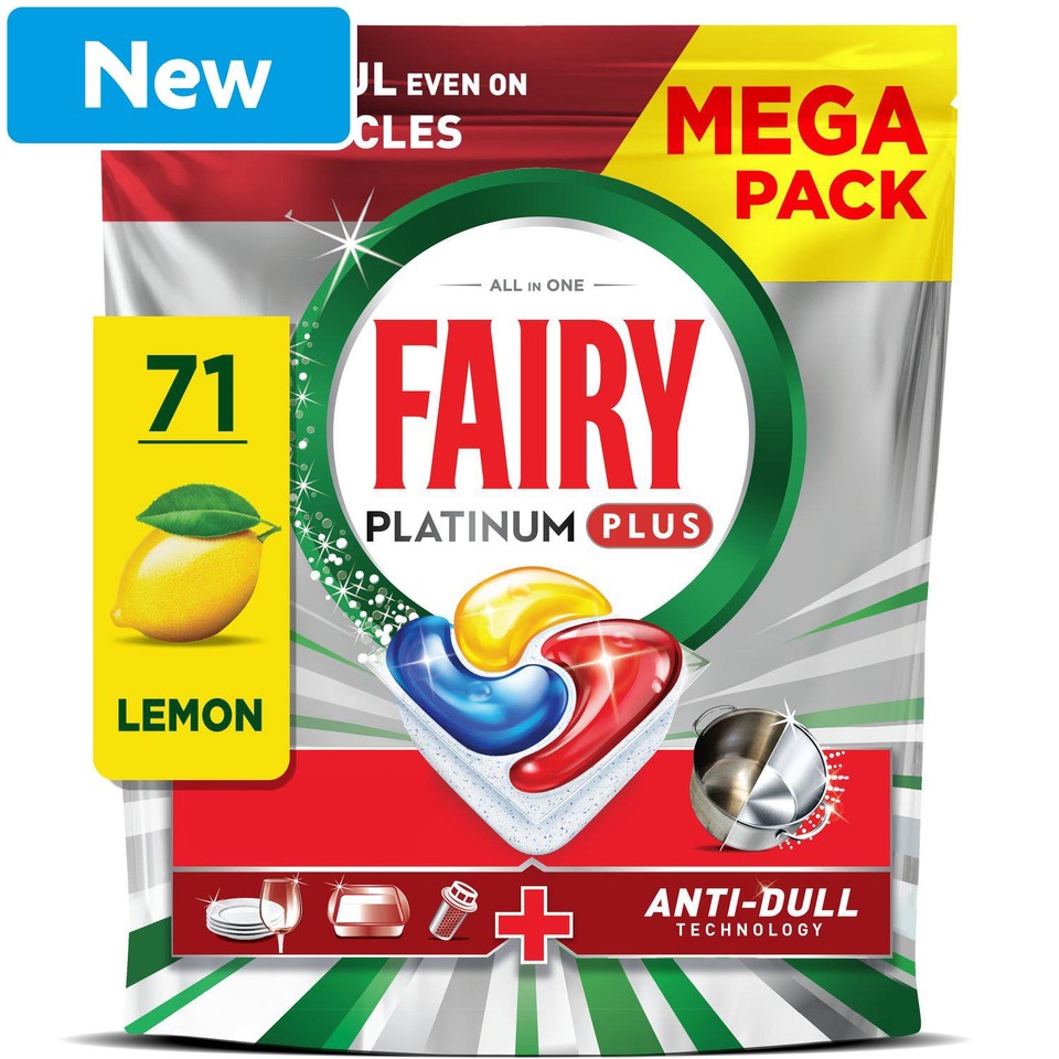 Fairy Platinum Plus All-in-One Dishwasher Tablets Lemon - Morrisons ...