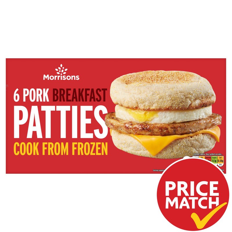 Morrisons 6 Pork Breakfast Patties 342g - Morrisons Online Groceries ...