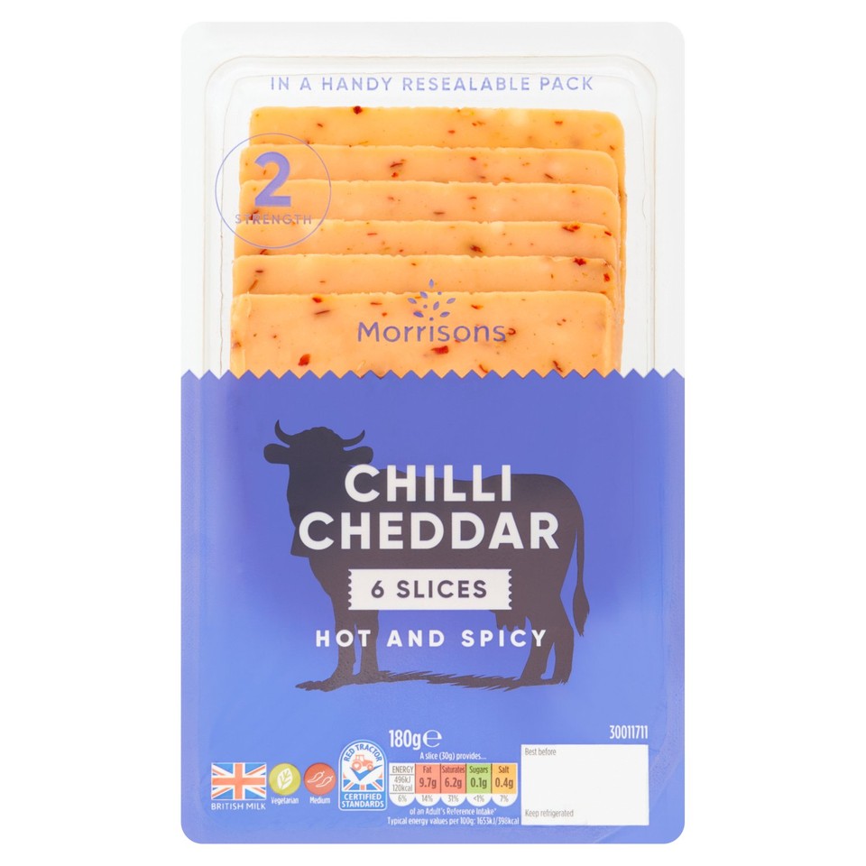 Morrisons Chilli Cheddar Cheese Slices 180g - Morrisons Online ...