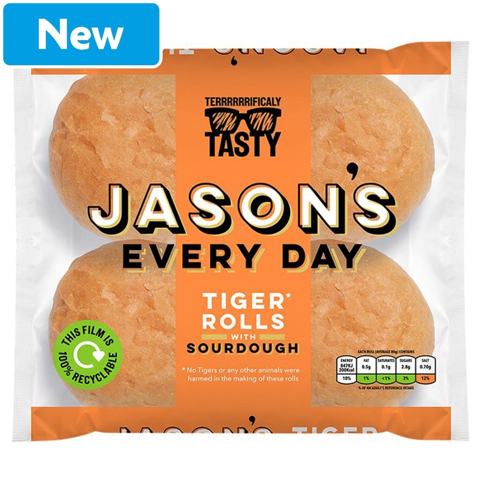Jason's Every Day Tiger Bread Rolls with Sourdough 4 Pack - Morrisons ...