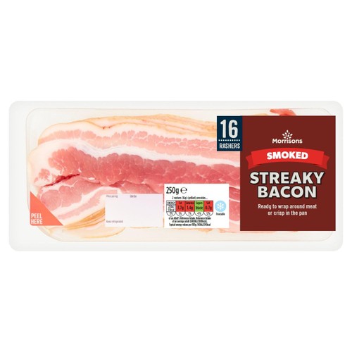 Morrisons Smoked Streaky Bacon 16 Rashers 250g - Morrisons Online ...