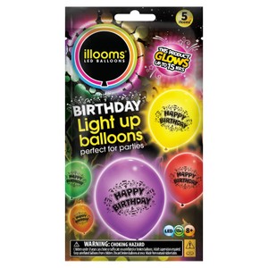 Illooms Birthday Light Up Balloons 5 Pack - Morrisons Online Groceries ...