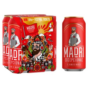 Madri Excepcional Lager Beer Cans 4x440ml - Morrisons Online Groceries ...