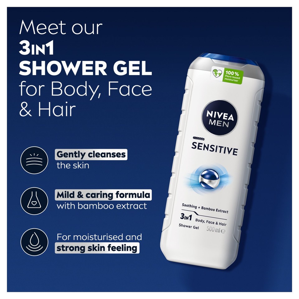 Nivea Men Sensitive Shower Gel 500ml - Morrisons Online Groceries & Offers