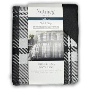 Nutmeg Home Brushed Cotton Cosy Check King Duvet Set - Morrisons Online ...