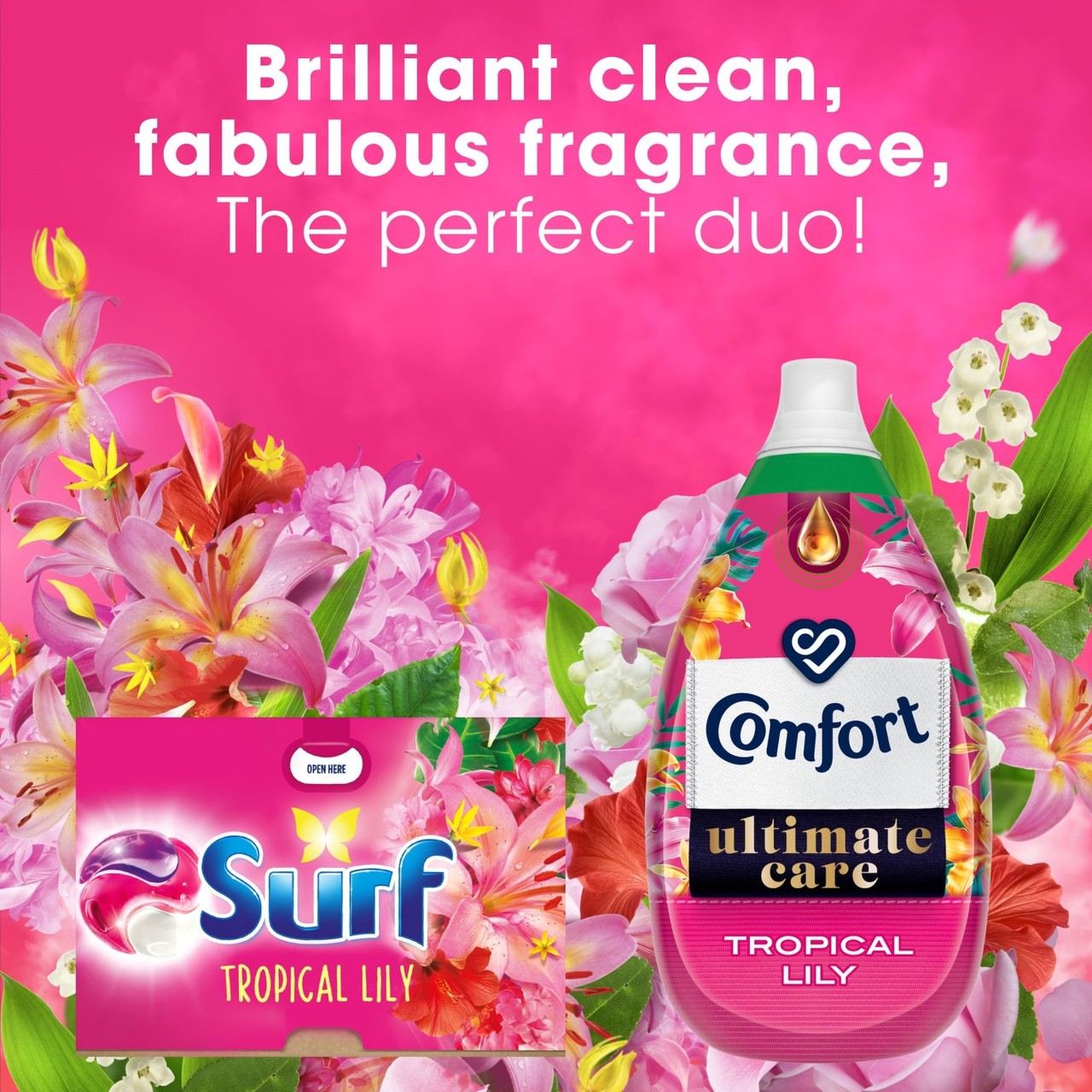 Surf 3 in 1 Laundry Washing Detergent Capsules Tropical Lily 26 Washes ...