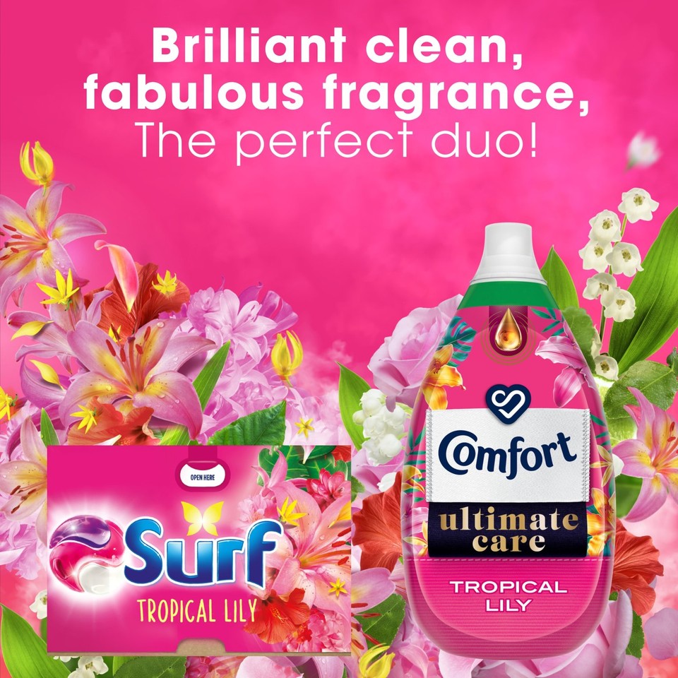 Surf 3 in 1 Laundry Washing Detergent Capsules Tropical Lily 26 Washes ...