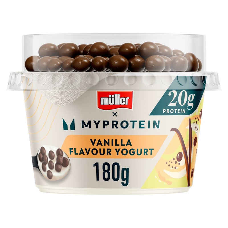 Muller MyProtein High Protein Vanilla Yogurt with Chocolate Balls 180g ...