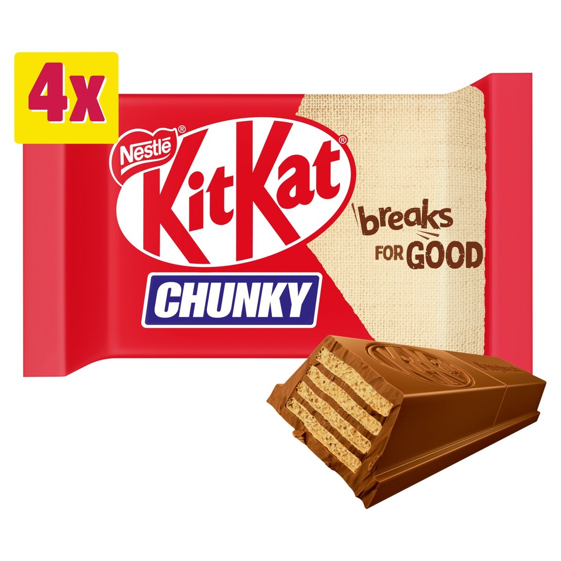 Kit Kat Chunky Milk Chocolate Bar Multipack 4 Pack - Morrisons Online ...