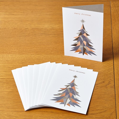 Morrisons Geometric Tree 10 Christmas Cards - Morrisons Online Groceries & Offers