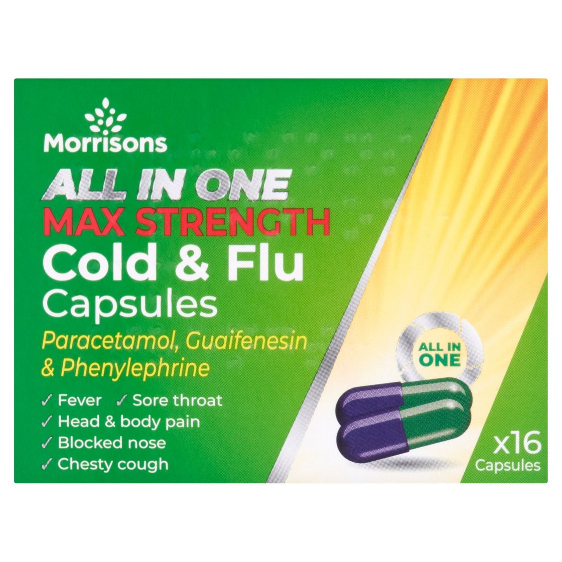 Morrisons Max Strength Cold & Flu Relief All In One Capsules ...