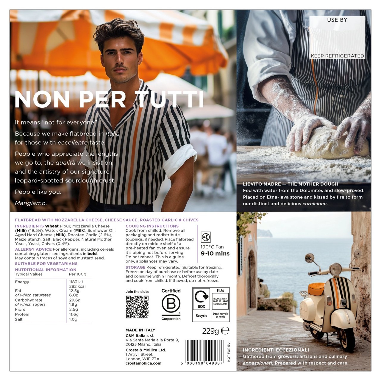 Crosta Mollica Roast Garlic & Mozzarella Flatbread 229g - Morrisons Online Groceries & Offers