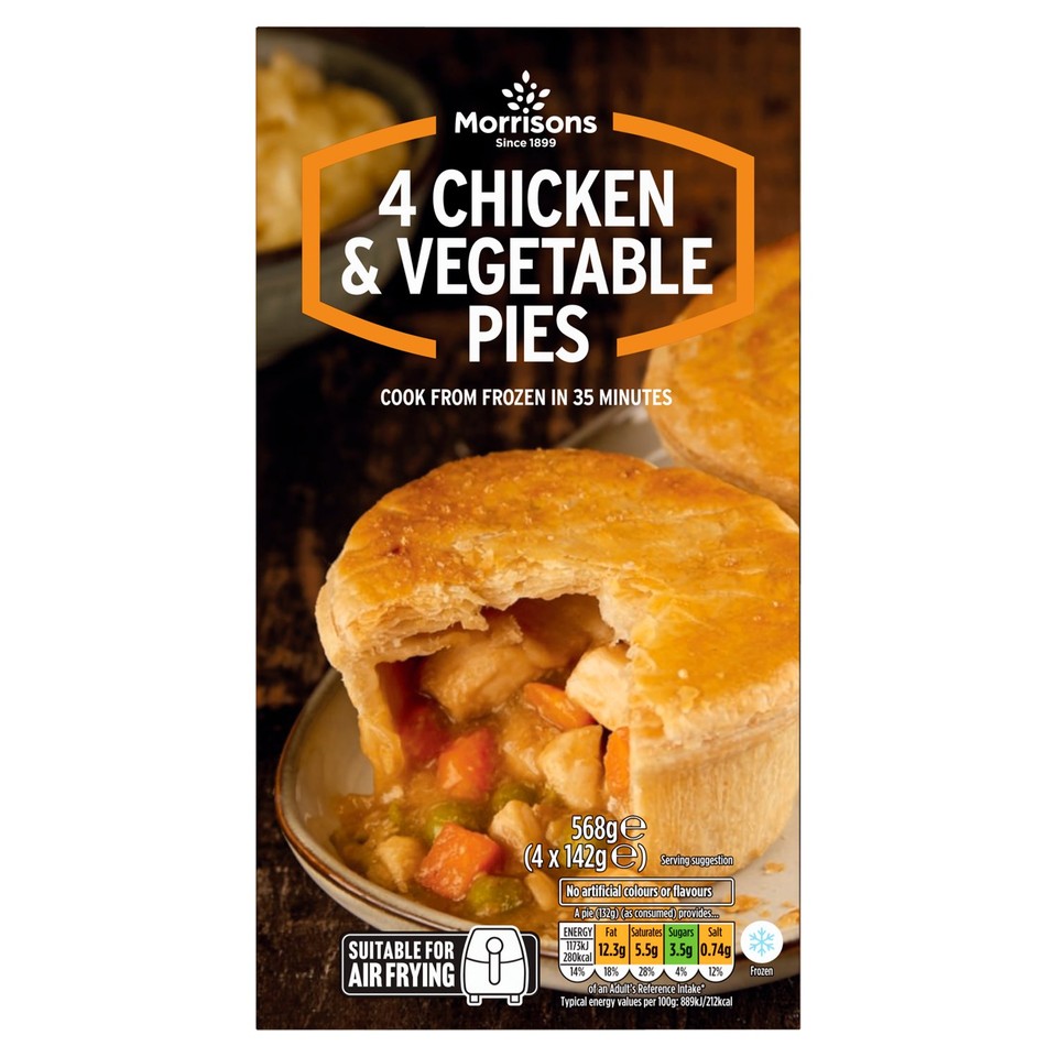 Morrisons 4 Chicken & Vegetable Pies 568g - Morrisons Online Groceries ...