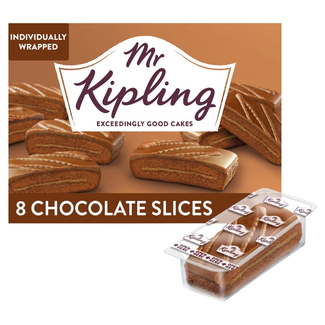 Mr Kipling Chocolate Slices Cakes Multipack Snack 8pk - Morrisons ...