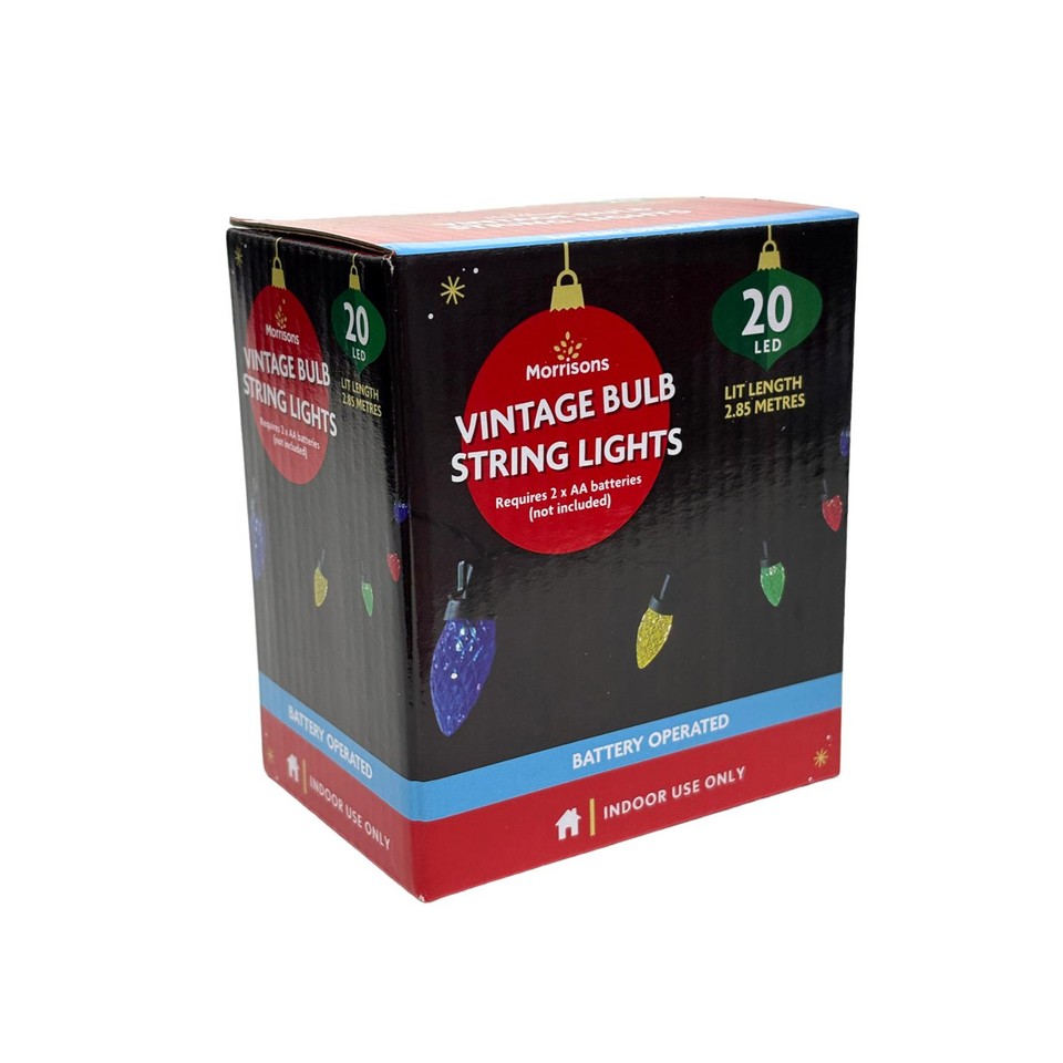Morrisons Multi Colour Vintage Shape Bulb Battery String Lights ...
