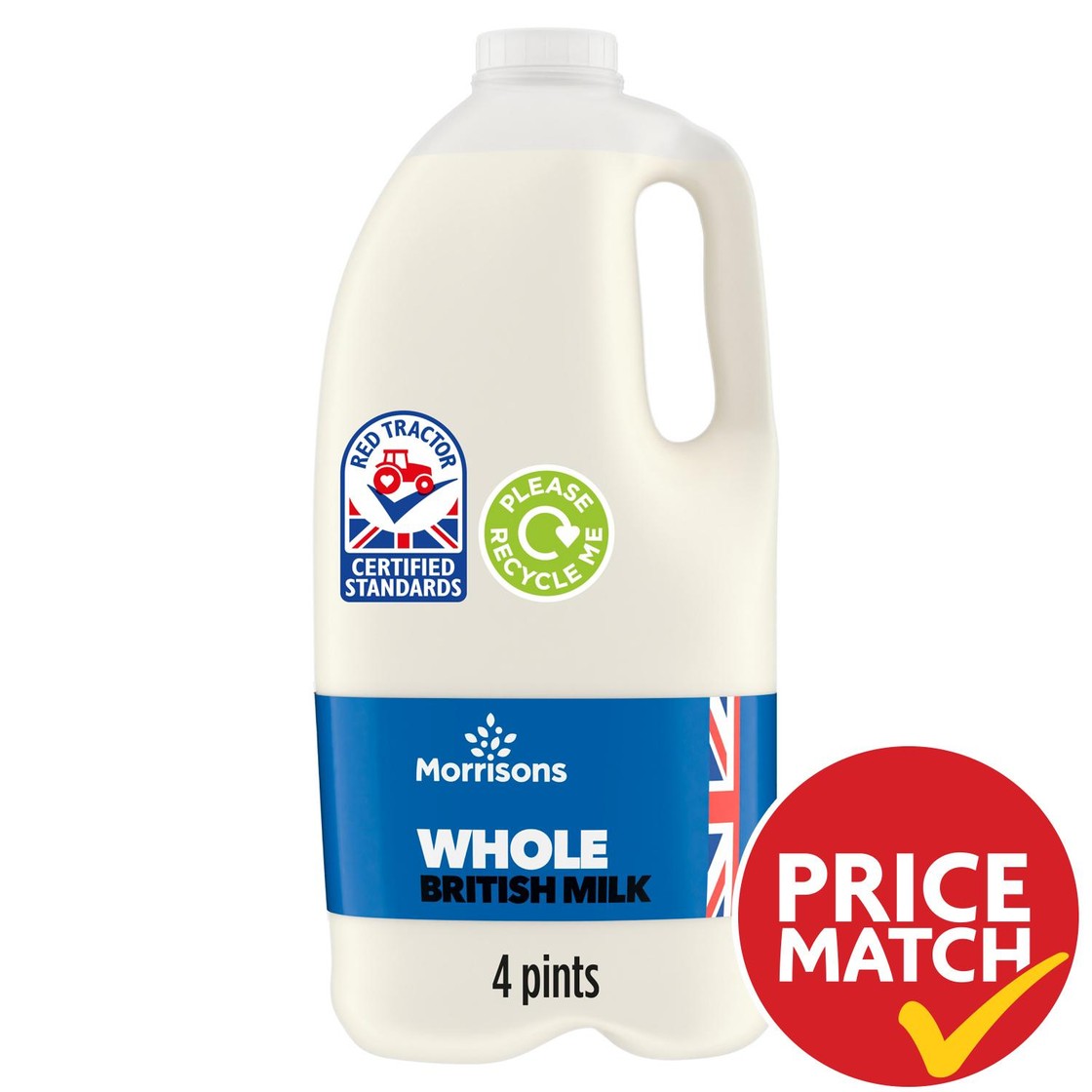 Morrisons British Whole Milk 4 Pint - Morrisons Online Groceries & Offers