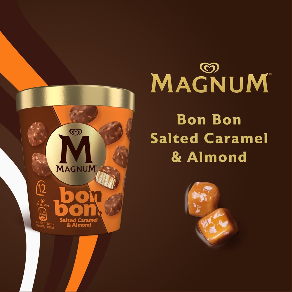 Magnum Bon Bon Salted Caramel & Almond Ice Cream Frozen Snack ...
