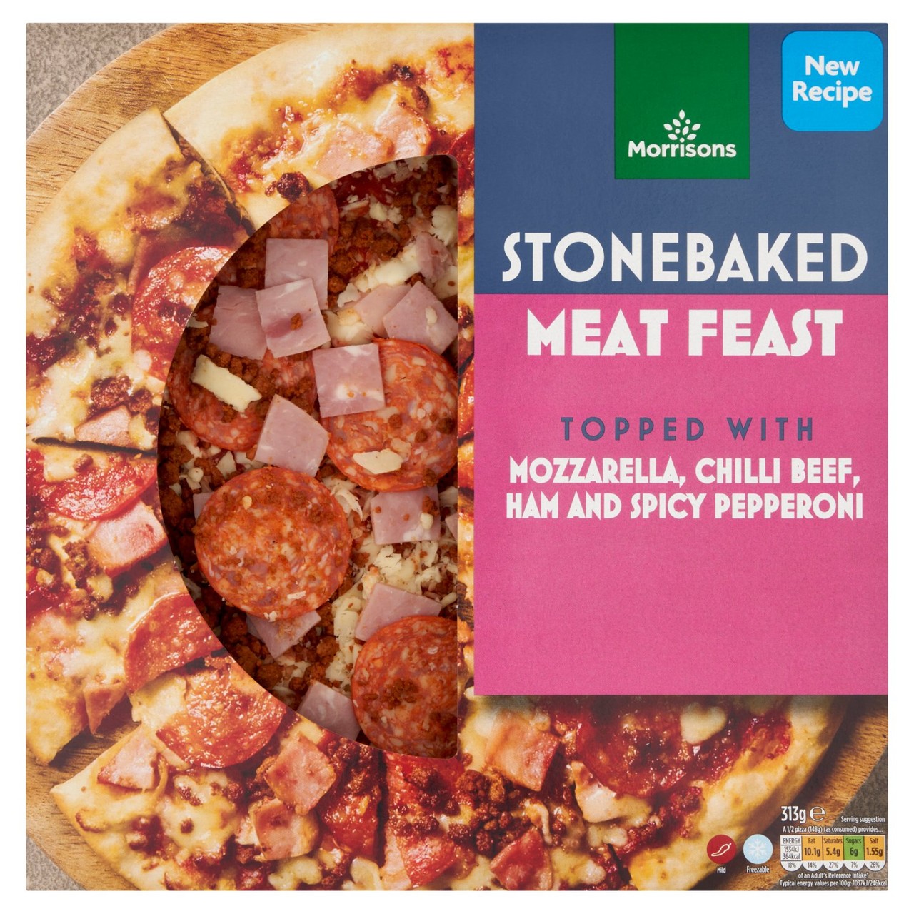 Morrisons Stonebaked Meat Feast Pizza 313g - Morrisons Online Groceries ...