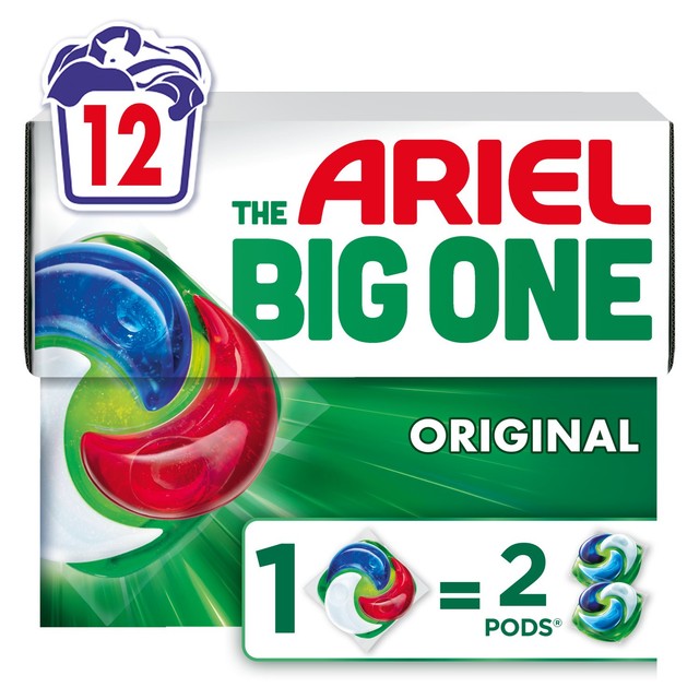 Ariel The Big One Pods Original Washing Liquid Capsules 12 Washes ...