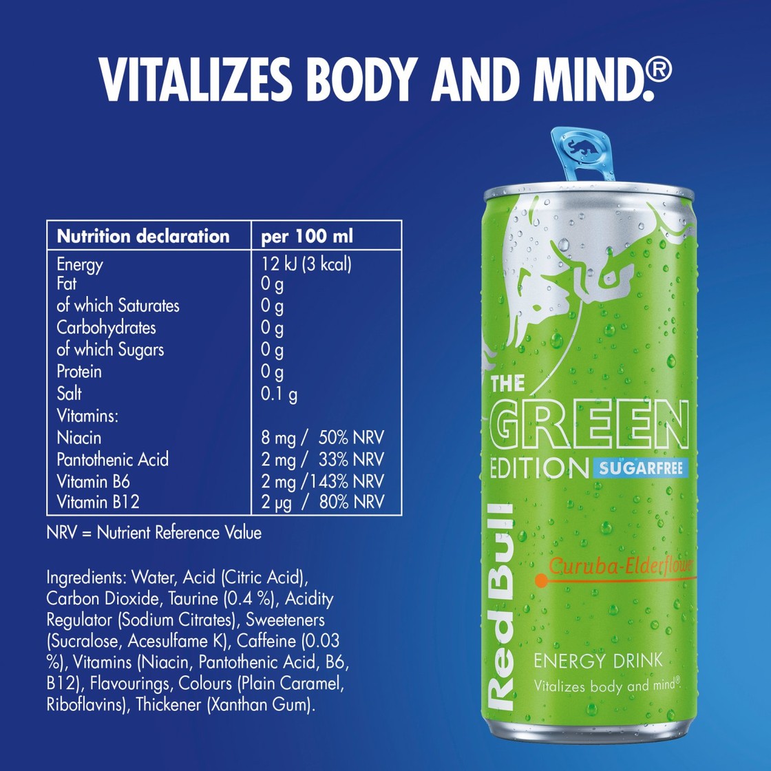 Red Bull Energy Drink Sugar Free Green Edition Curuba Elderflower ...