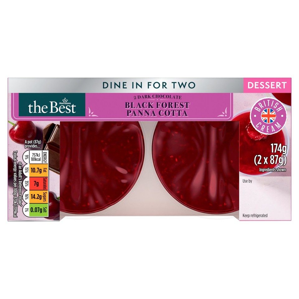Morrisons The Best Dark Chocolate Black Forest Panna Cotta 2 x 87g ...
