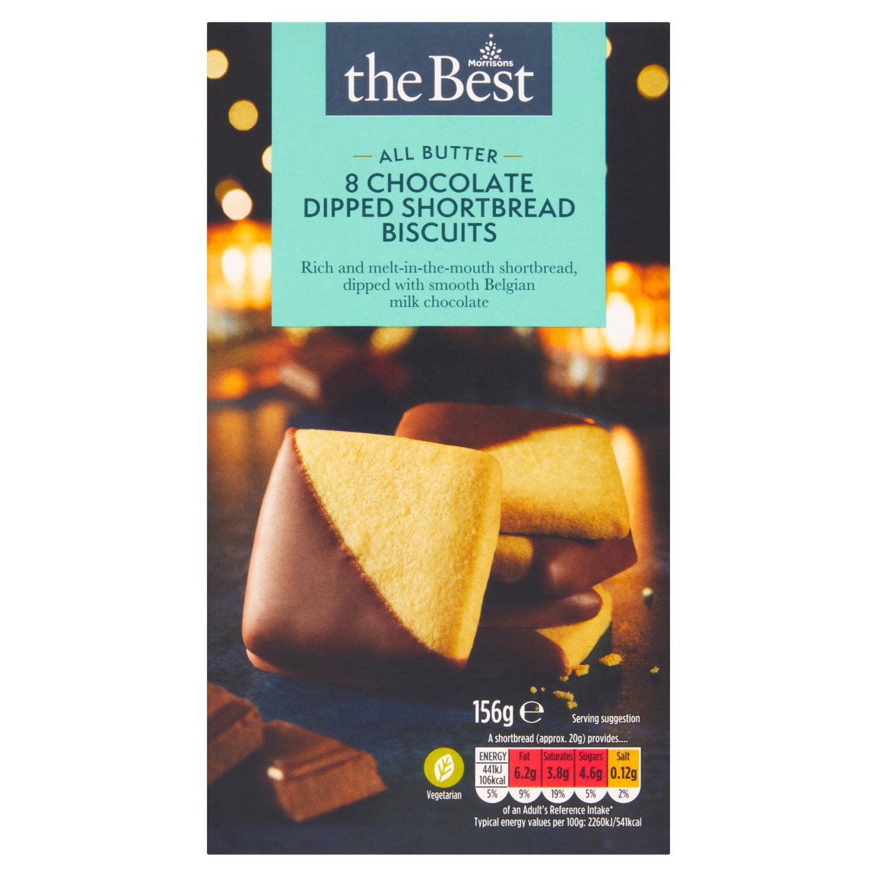 Morrisons The Best All Butter 8 Chocolate Dipped Shortbread Biscuits ...