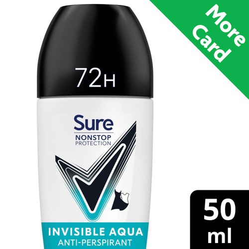 Sure Antiperspirant Deodorant Roll On Nonstop Invisible Aqua 50ml ...