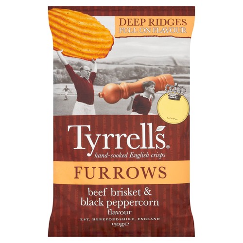 Tyrrells Furrows Beef Brisket & Black Peppercorn Sharing Crisps 150g ...