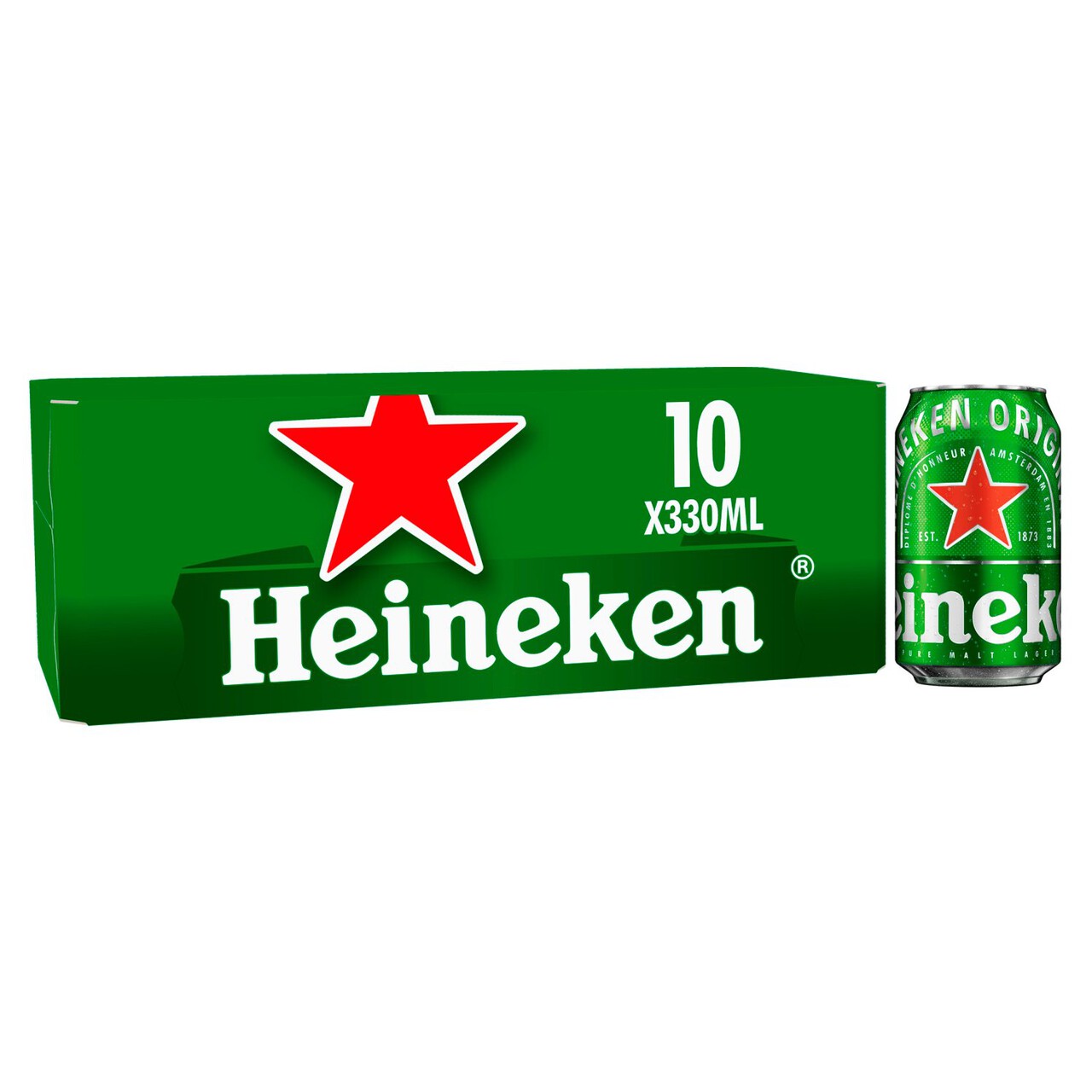 Heineken Original Premium Lager Beer 5% ABV Cans 10x330ml - Morrisons ...