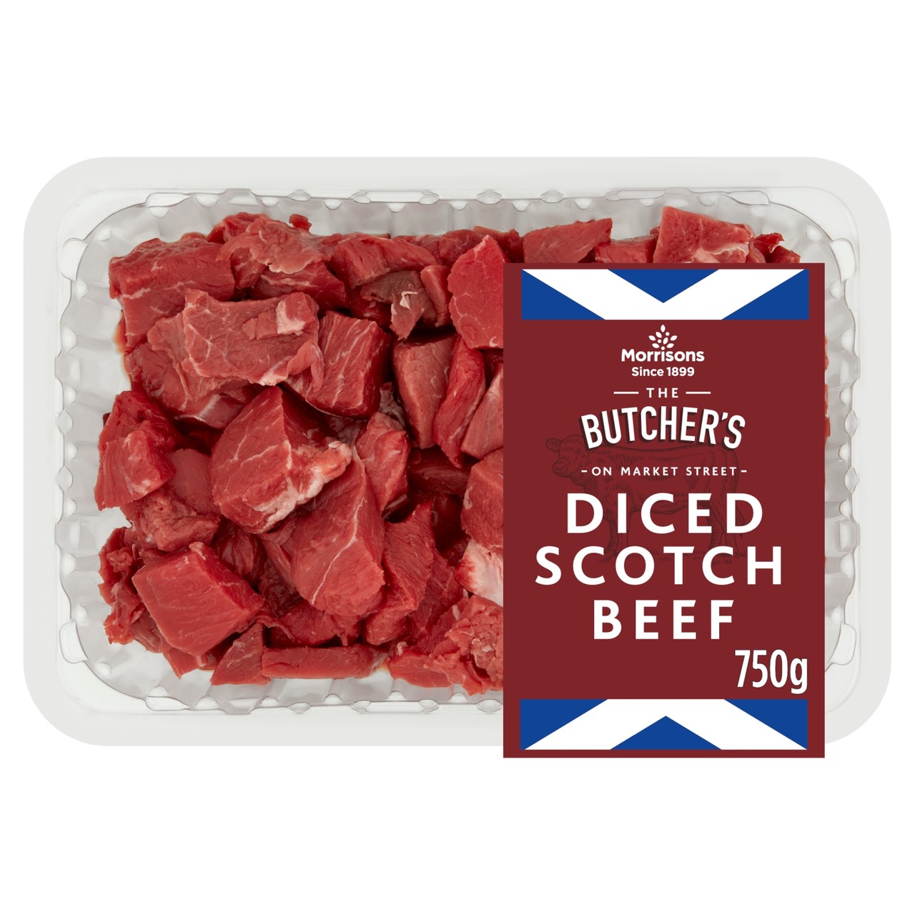 Morrisons The Butcher's On Market Street Diced Scotch Beef 750g ...