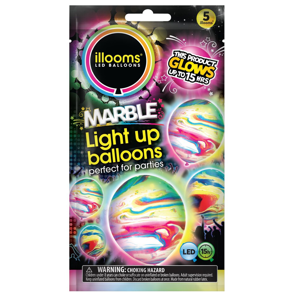 Illooms Marble Light Up Balloons 5 Pack - Morrisons Online Groceries ...